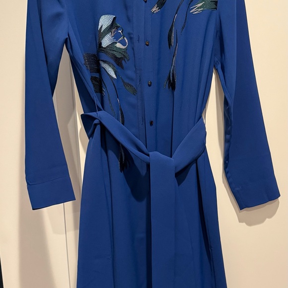 Misook | Jackets & Coats | Misook Blue Embroidered Belted Coat | Poshmark